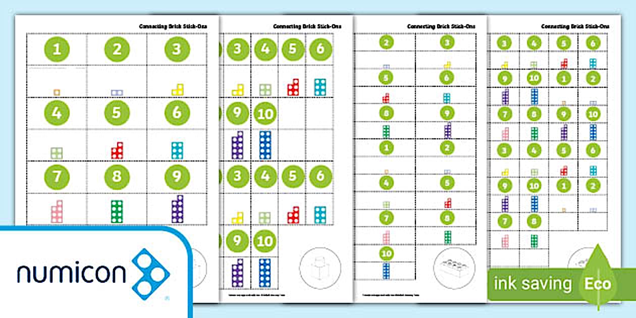 Numerals & Numicon Shapes to 10 Matching Connecting Bricks